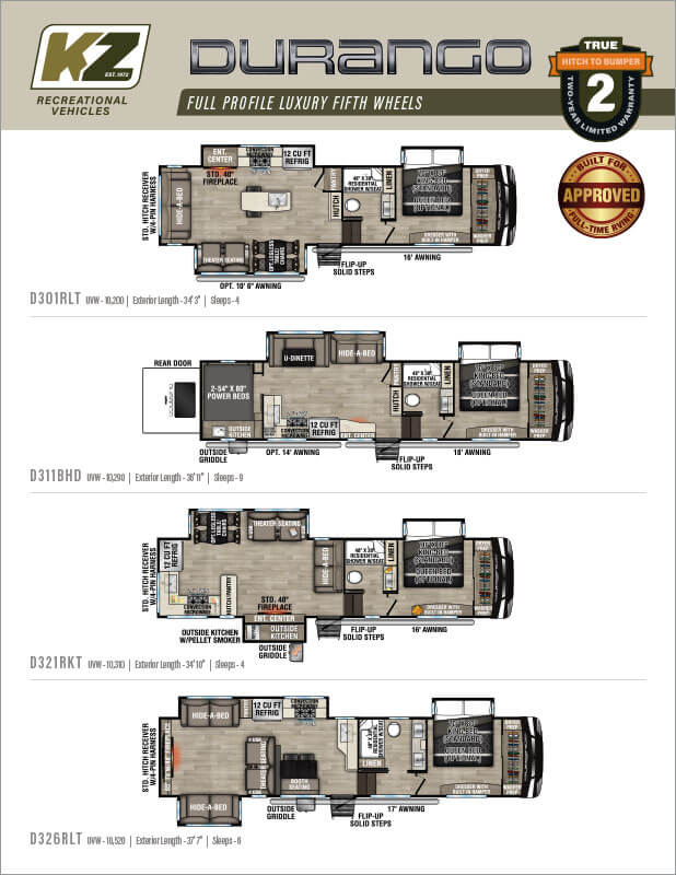 Durango Full-Profile Luxury Fifth Wheels | KZ RV